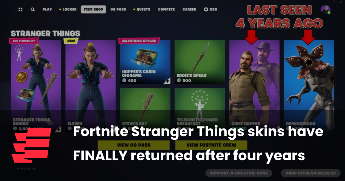 Fortnite Stranger Things skins have FINALLY returned after four years ...