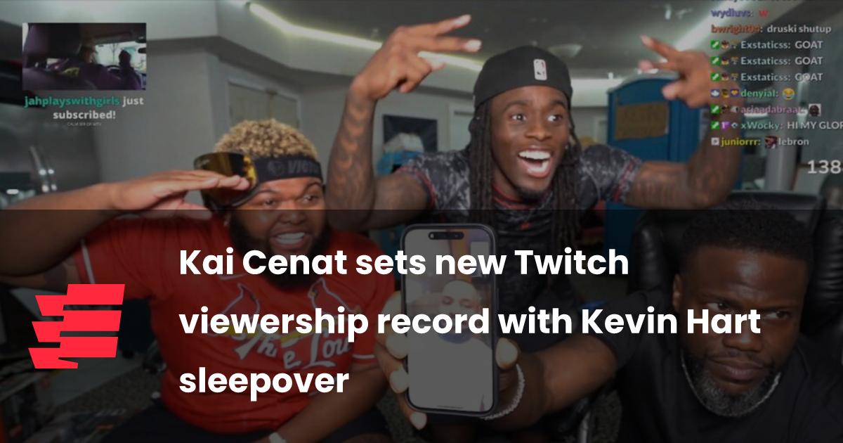 Kai Cenat sets new Twitch viewership record with Kevin Hart sleepover | esports.gg
